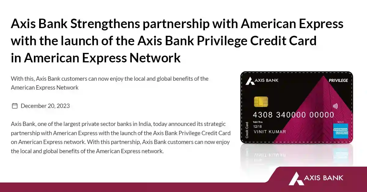 Axis Bank Launches Privilege Credit Card on American Express Network